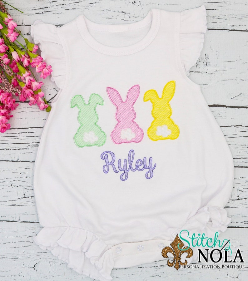 Bunny Trio Sketch Embroidery Bunny Rabbit Trio Peter | Etsy