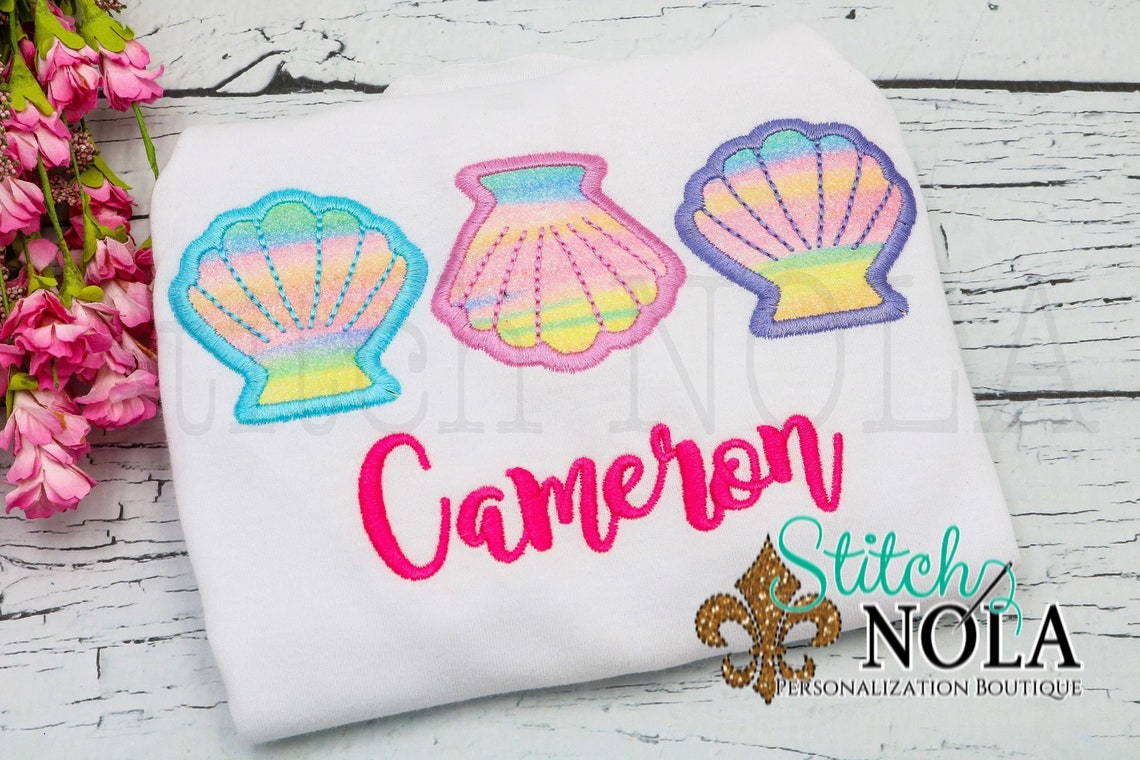 Seashell Trio Applique Seashell Applique Beach Shirt Beach - Etsy