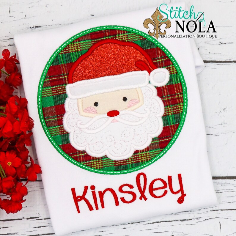Santa Circle Applique Santa Applique Christmas Applique - Etsy
