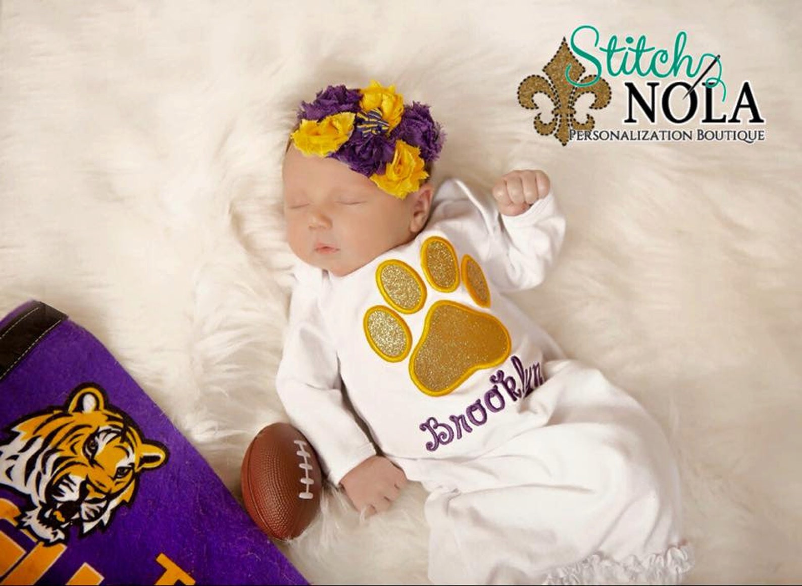 Tiger Paw Applique Glitter Tiger Paw Gown Bodysuit or - Etsy