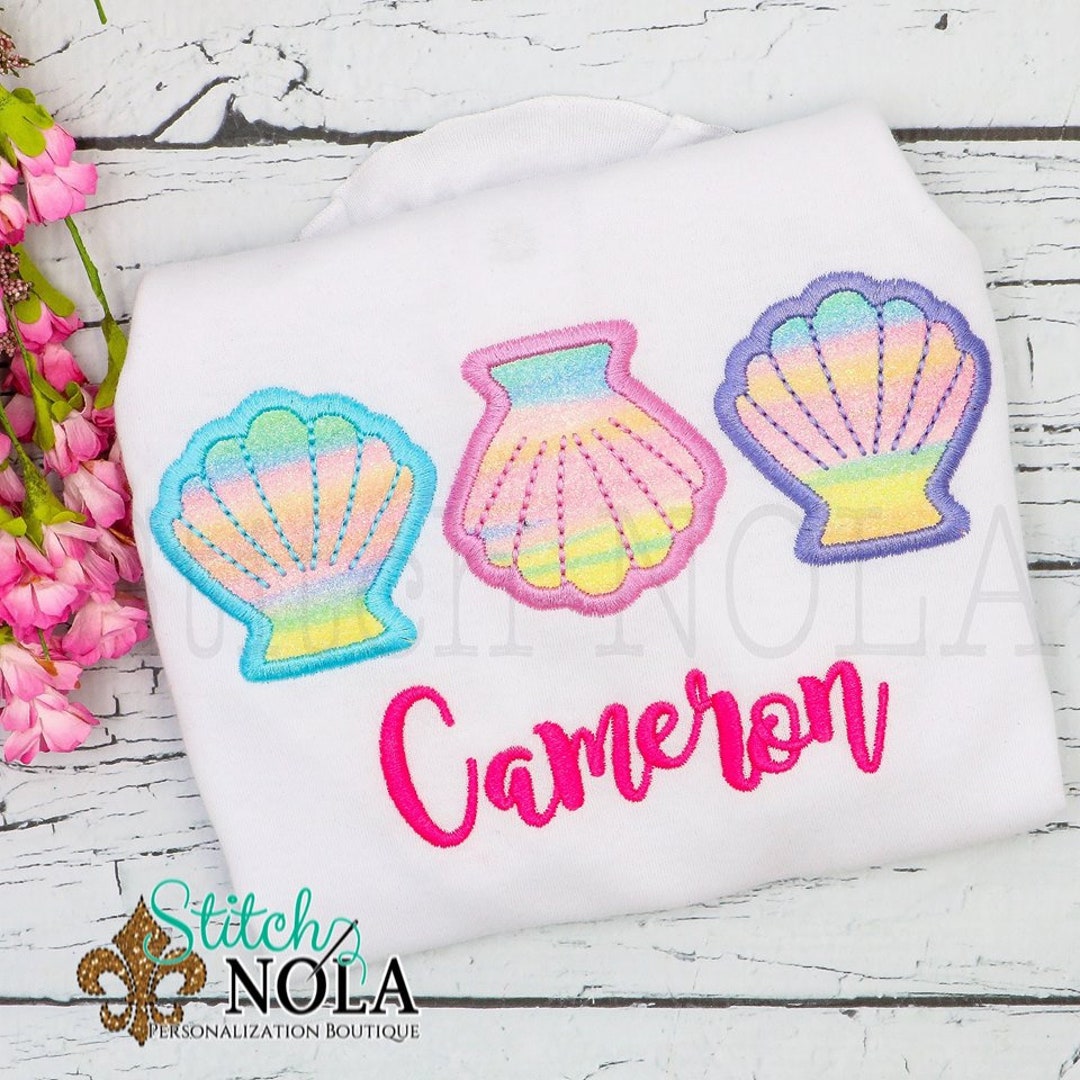 Seashell Trio Applique, Seashell Applique, Beach Shirt, Beach Tee ...
