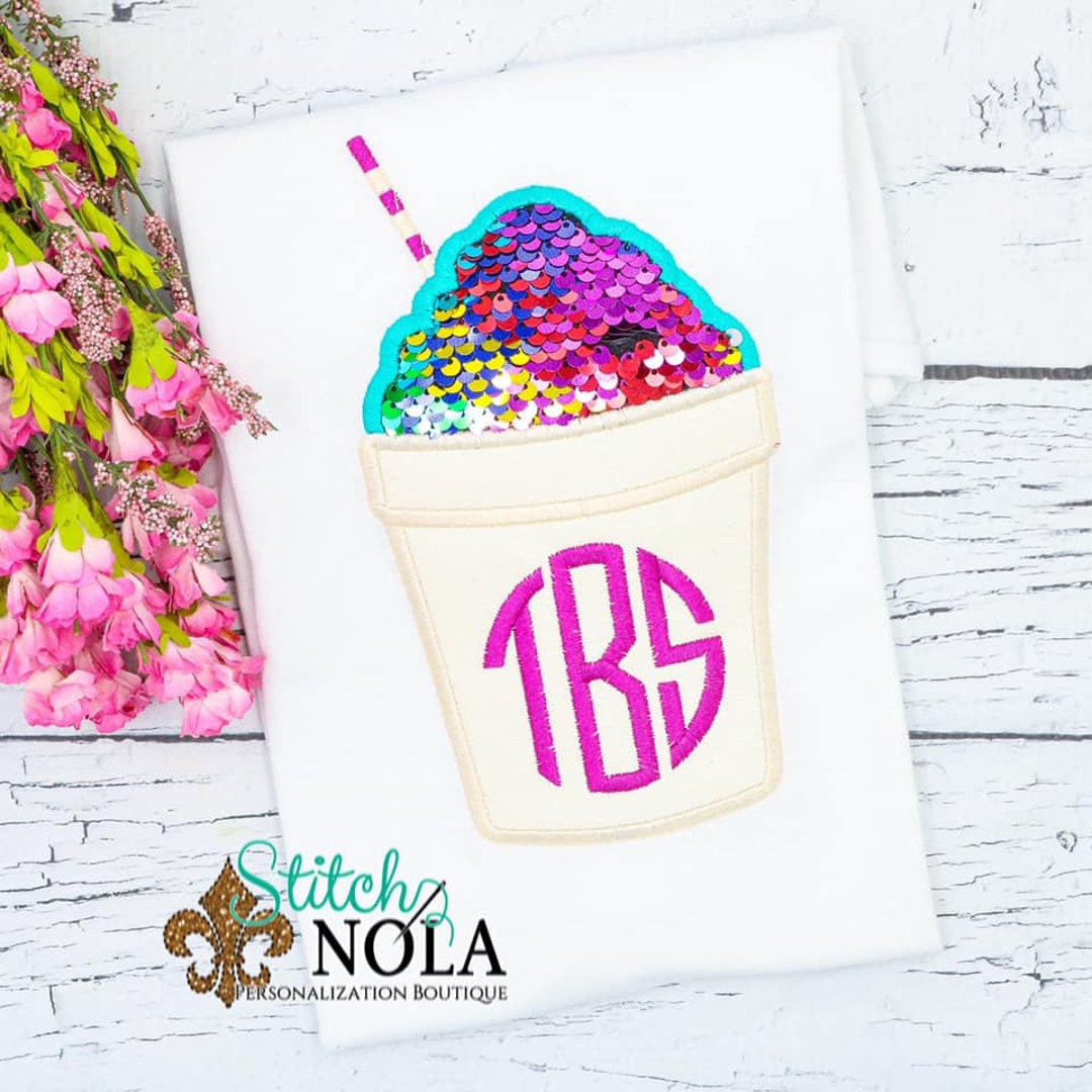 Flip Sequins Snowball Monogram Applique, Sequined Snoball Applique ...