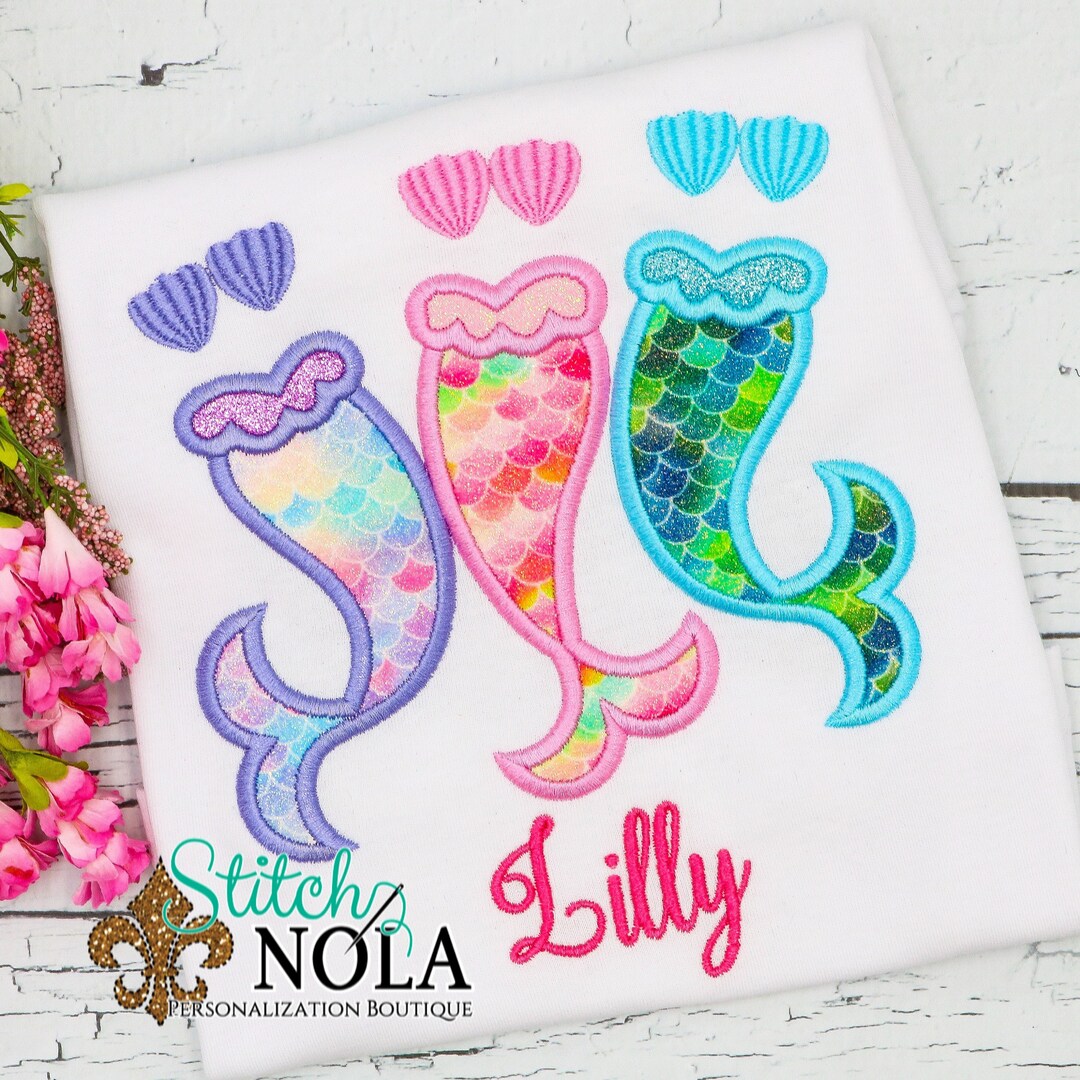 Mermaid Tail Trio Applique, Mermaid Applique, Mermaid Trio Applique ...
