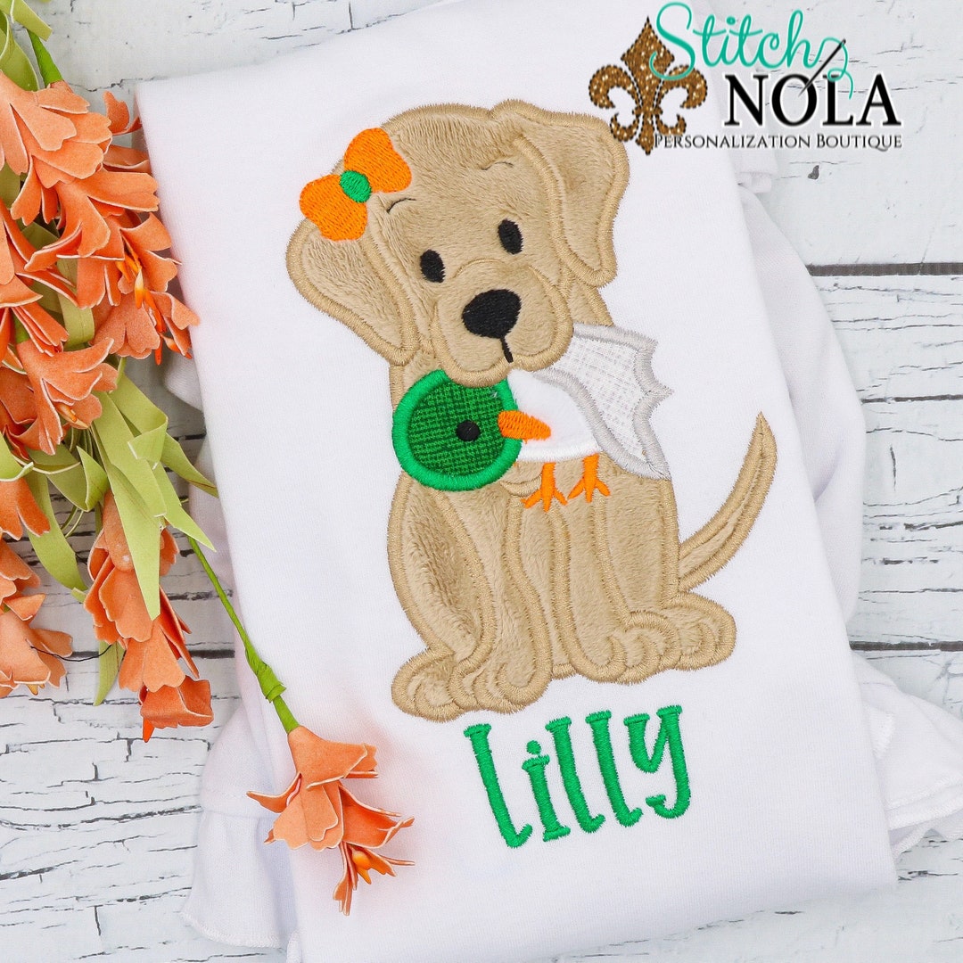 Labrador With Duck Applique, Lab With Duck Applique, Hunting Dog ...