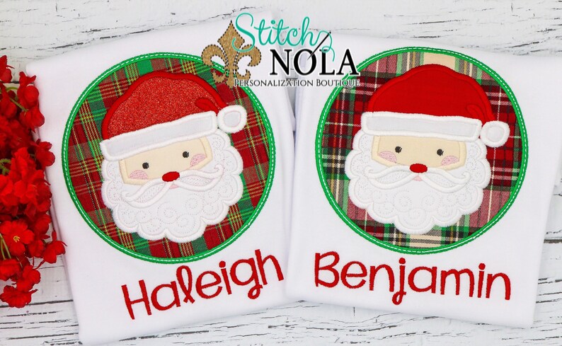 Santa Circle Applique Santa Applique Christmas Applique | Etsy