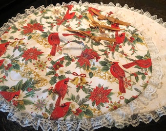 Cardinal Christmas Tree Skirt Reversiblewoodsychristmastreeskirtlog ...
