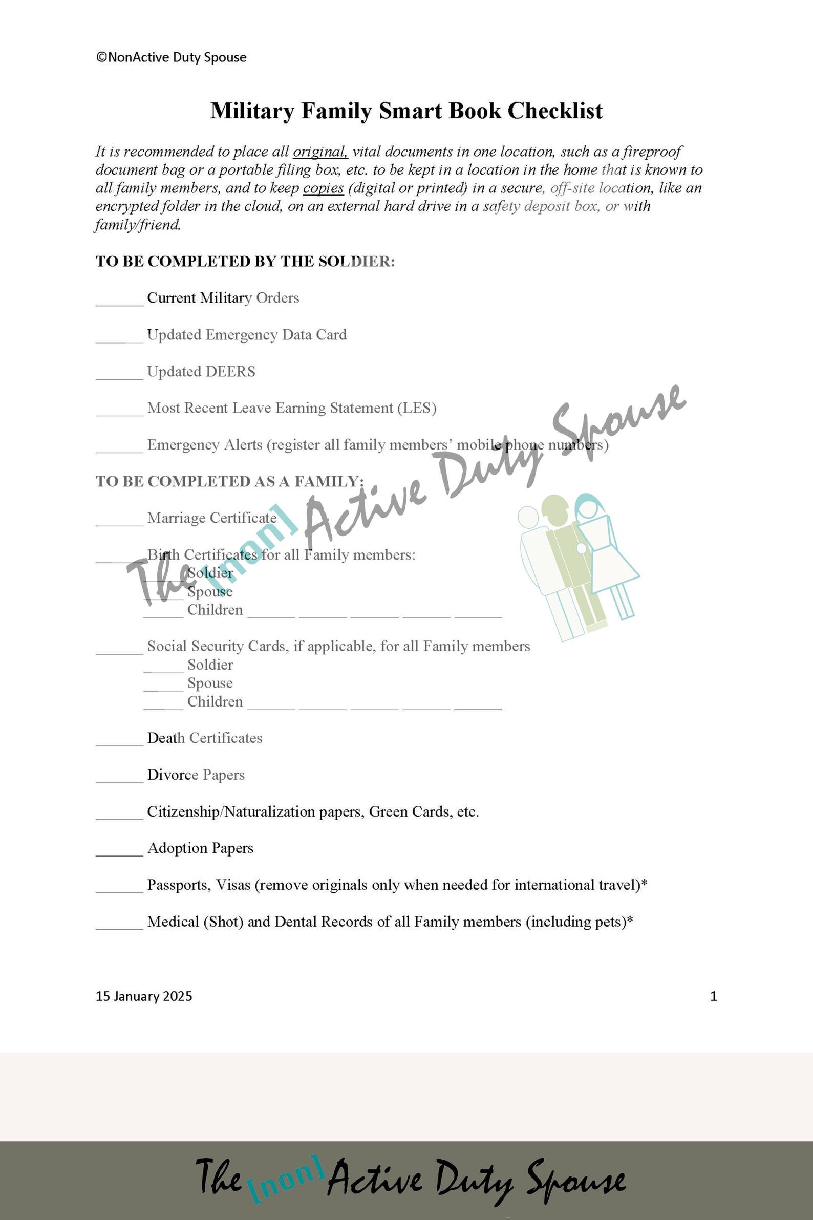 Deployment Checklist, Military Family Smart Book, Family Organizer ...
