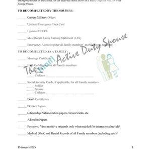 Deployment Checklist, Military Family Smart Book, Family Organizer ...