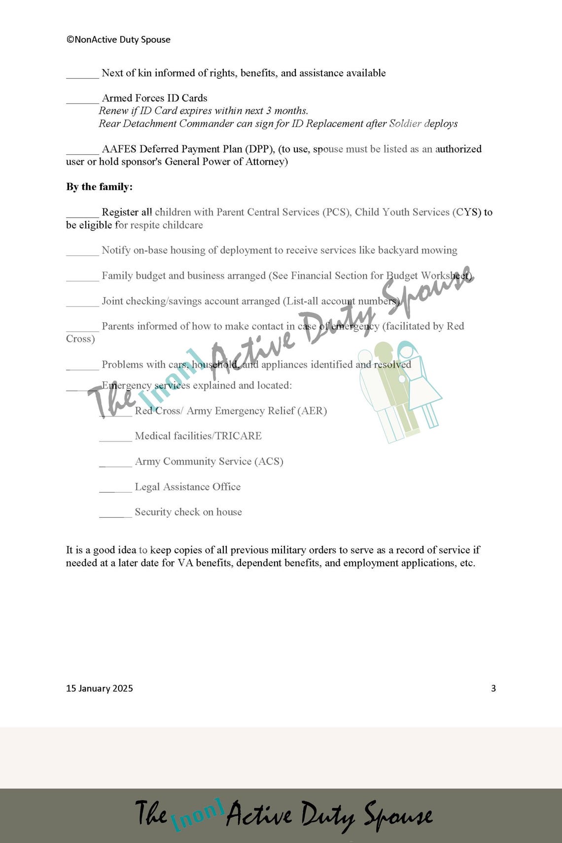 Deployment Checklist, Military Family Smart Book, Family Organizer ...