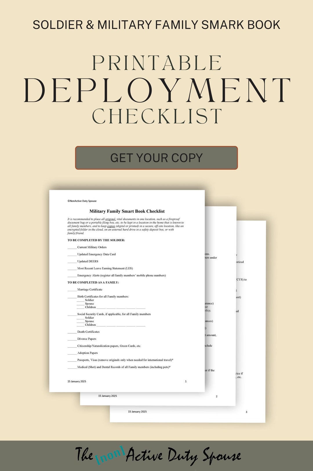Deployment Checklist, Military Family Smart Book, Family Organizer ...