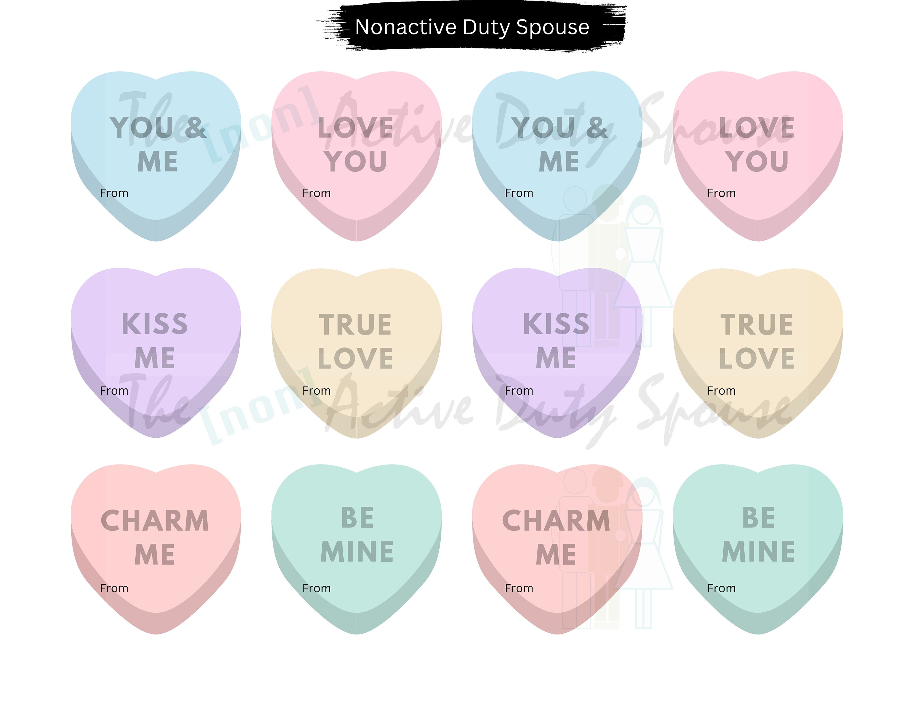 Candy Hearts Valentine Cards Printable DIY Digital PDF Download JPG, Be ...