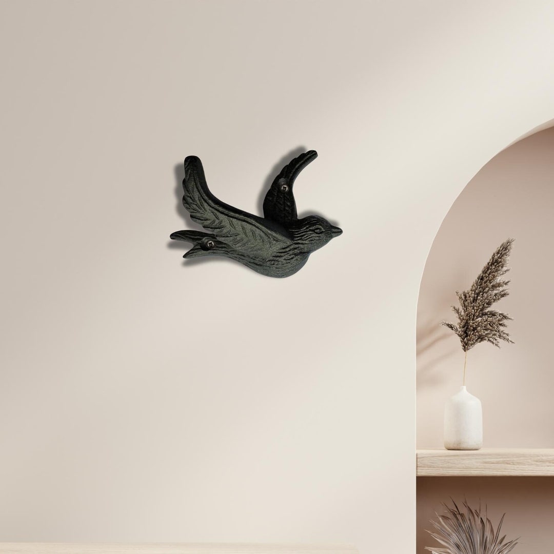 Heavy Duty Flying Birds Wall Hook Antique Black Cast Iron Vintage ...
