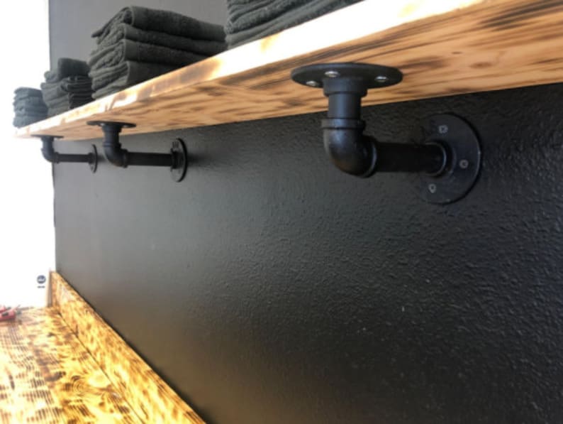 Shelf Brackets - 90 Degree Pipe Hangers for Industrial Style Floating ...