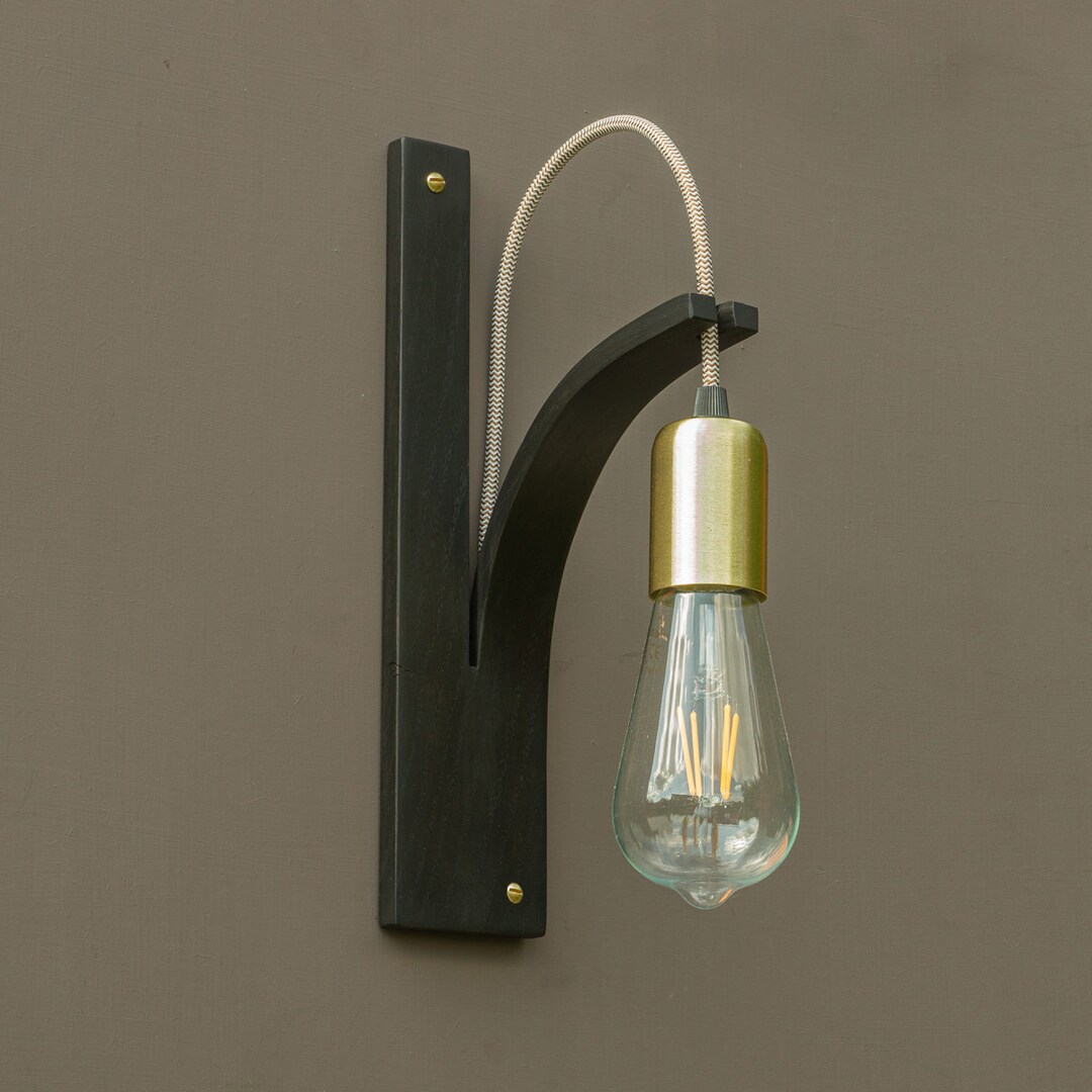Black Oak Wall Light | Minimalist Wooden Light - Etsy