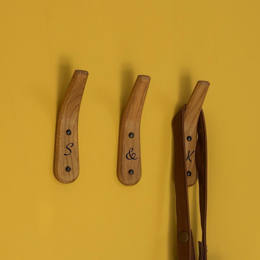 Personalized Wood Wall Hook: Initial Etched Coat Hook - Etsy