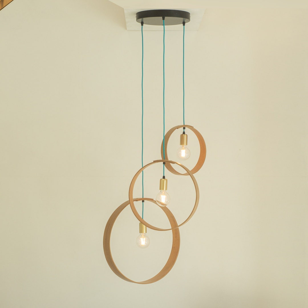 Customisable 3 Pendant Wooden Cluster Light | Wooden Chandelier. - Etsy