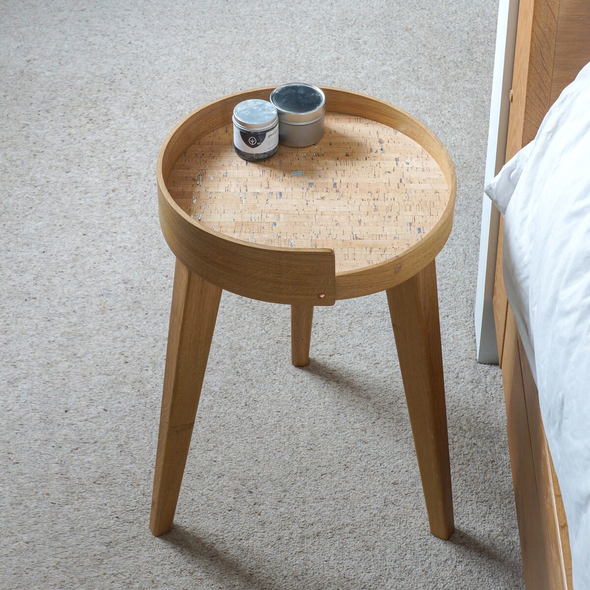 Bed Side Table Round Wood Side Table Small Oak Table - Etsy UK