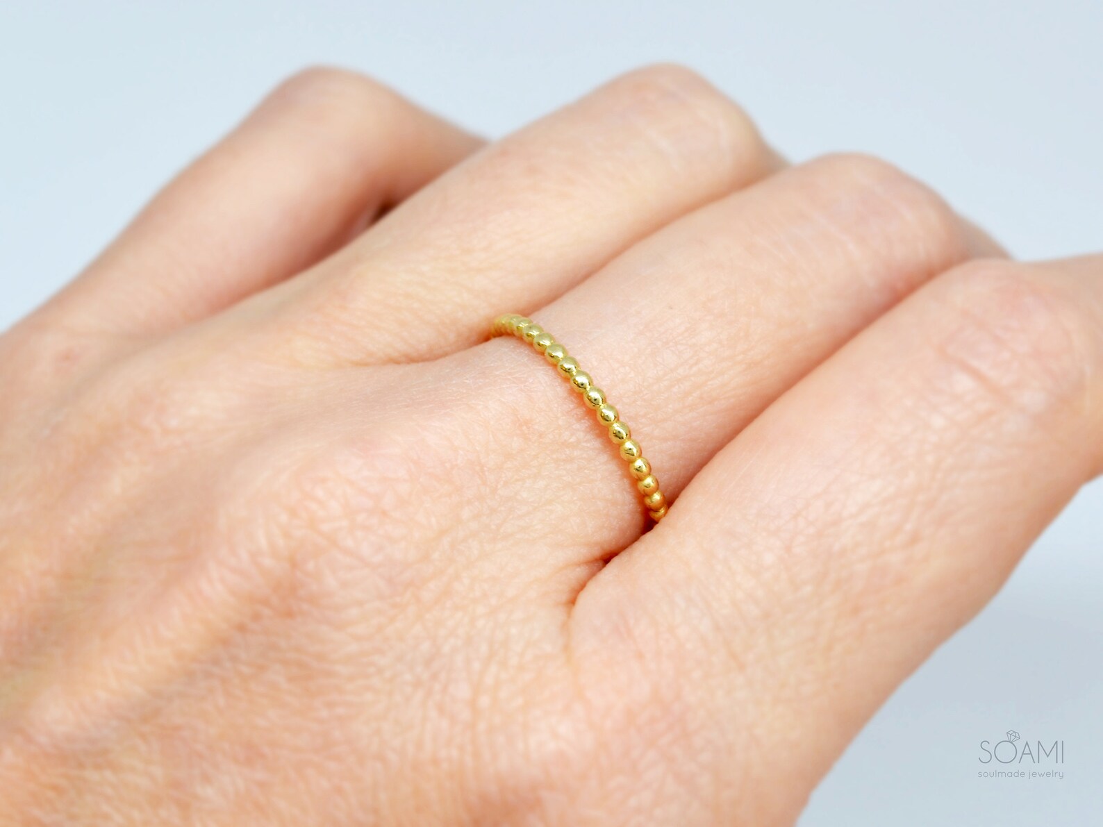 14K Gold Tiny Dots Ring Slim Dots Gold Ring Delicate Balls - Etsy