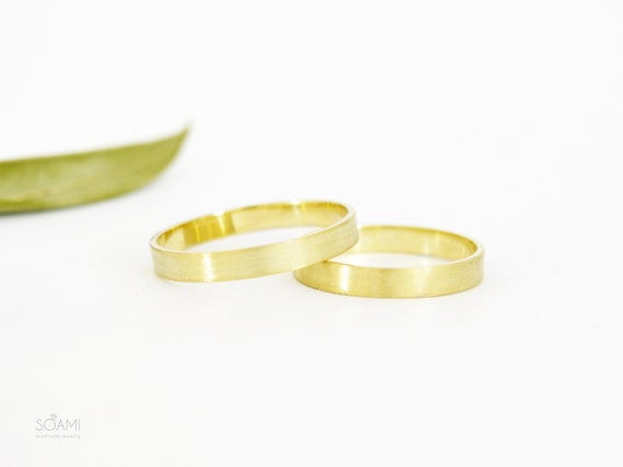 Minimalist Gold Wedding Bands Simple Gold Wedding Bands | Etsy