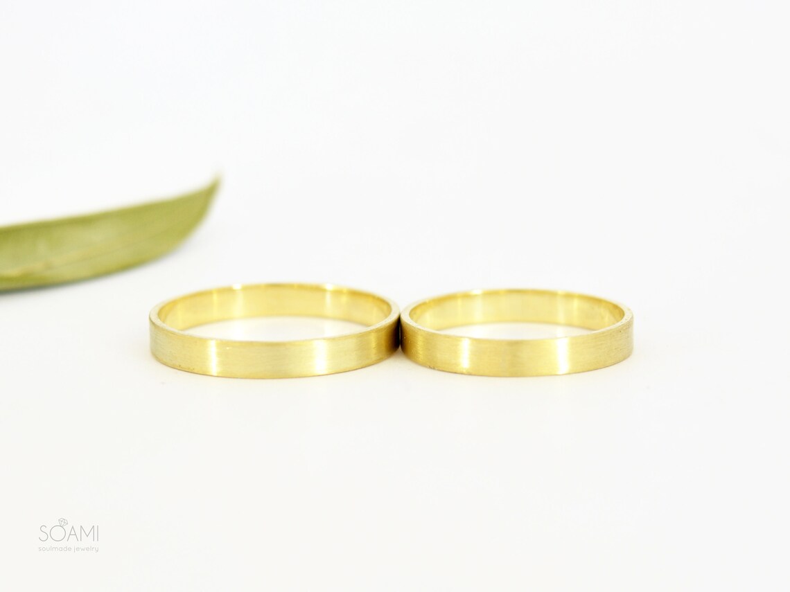 Minimalist Gold Wedding Bands Simple Gold Wedding Bands | Etsy