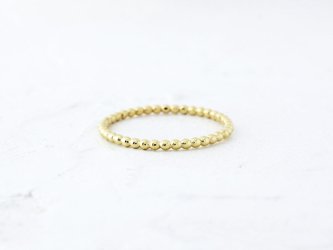 14K Gold Tiny Dots Ring, Slim Dots Gold Ring, Delicate Balls Ring ...
