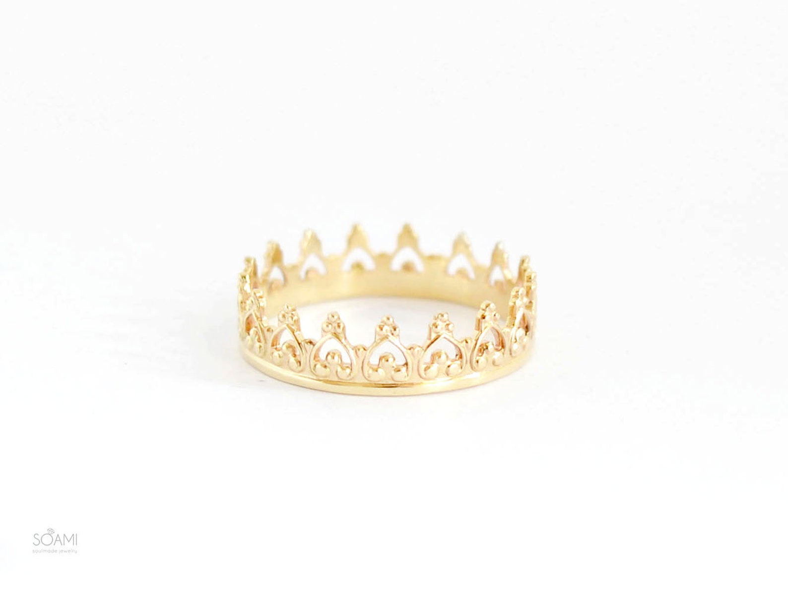 Crown Gold Ring Princess Gold Ring Rose Gold Crown Ring | Etsy