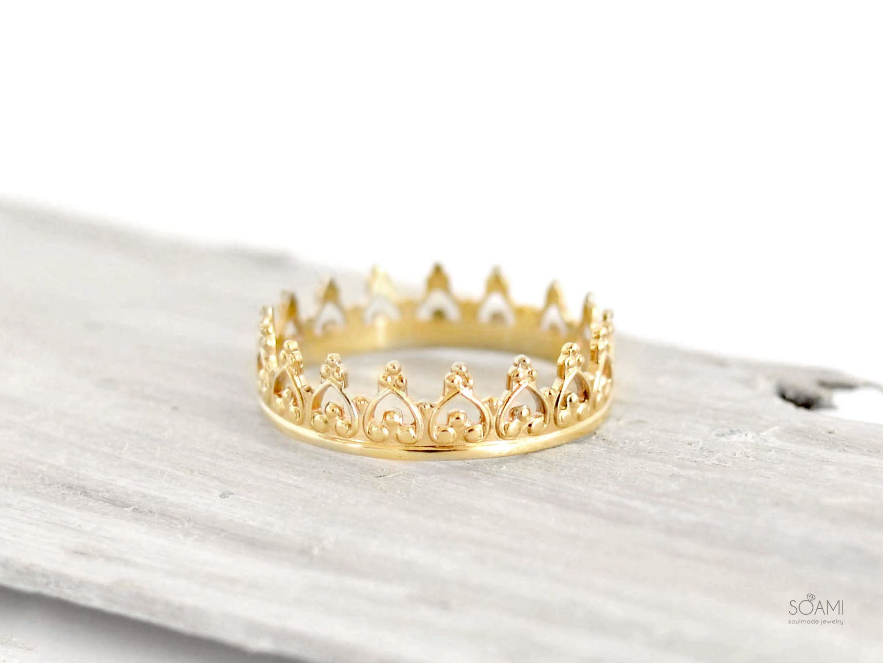 Crown gold ring Princess gold ring rose gold crown ring | Etsy