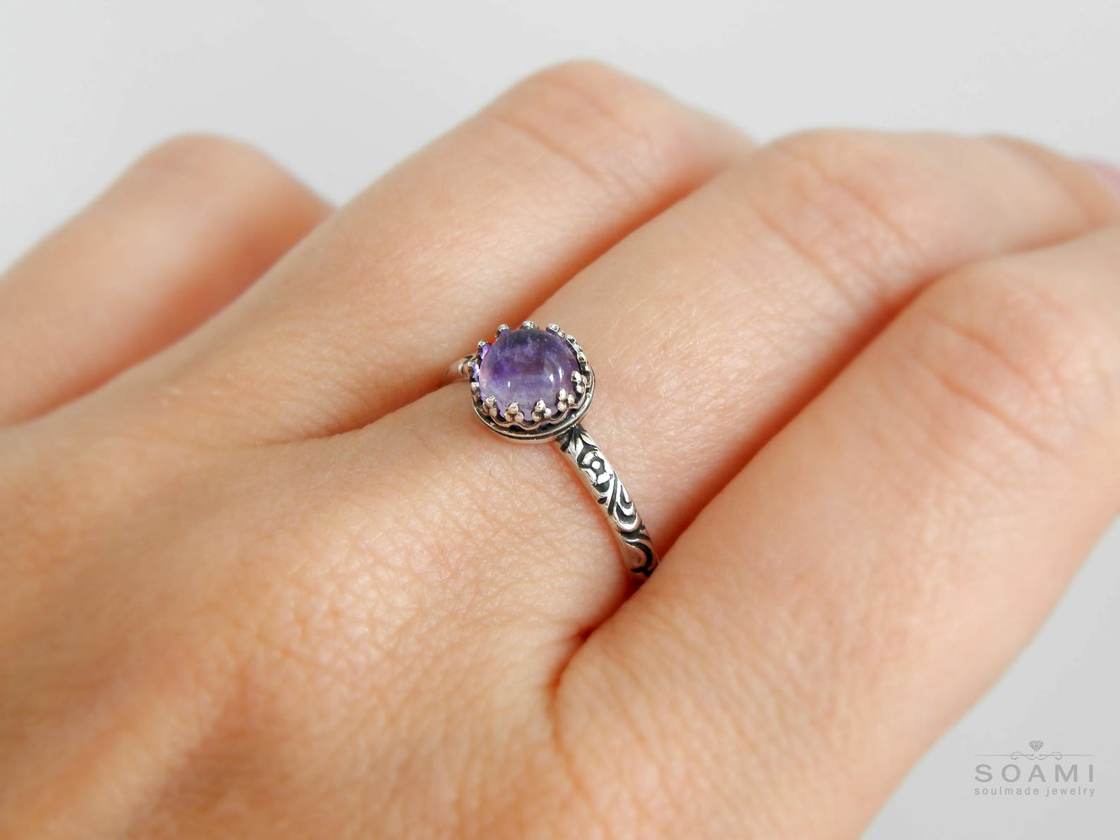 Silver Ring Little Violette With Amethyst Silver Amethyst - Etsy