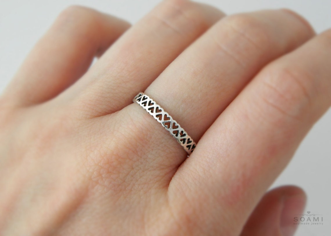 Silver hearts ring silver heart ring | Etsy