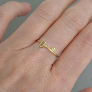 Delicate Solid Gold Key Ring, Tiny White Gold Key Ring, Rose Gold Key ...