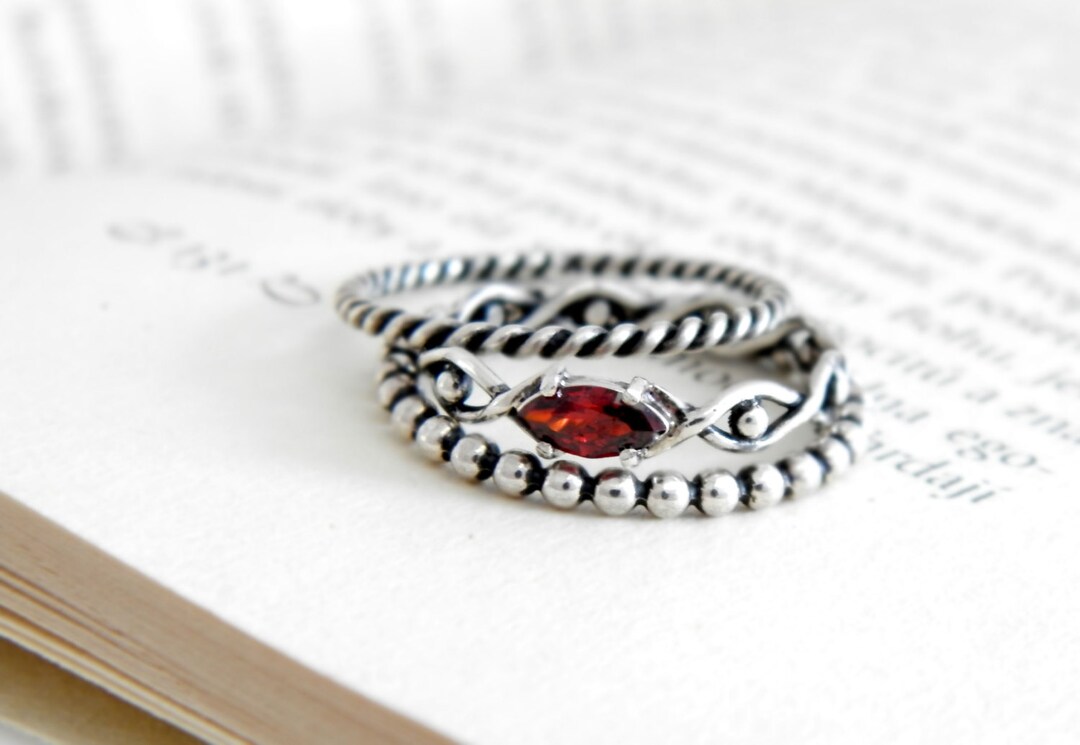 Silver Triple Staking Ring, Set of 3 Sterling Silver Ring, Silver ...