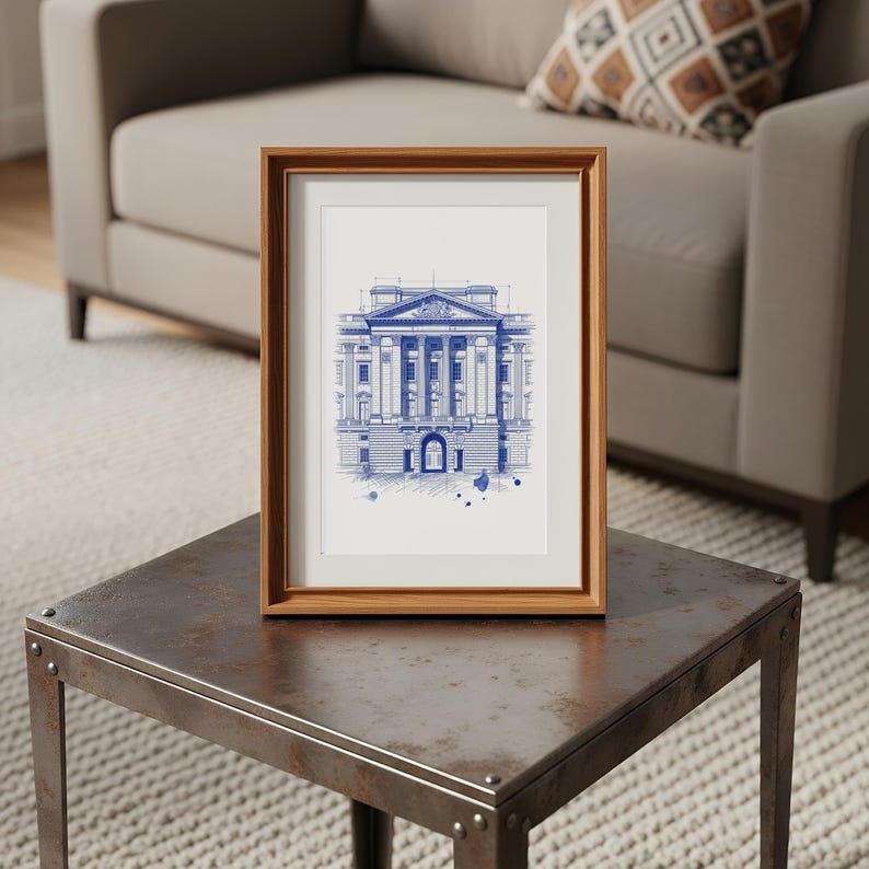 Buckingham Palace London UK Art Print – Blueprint-style Architectural ...