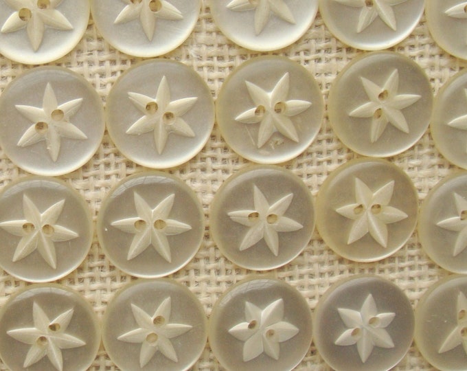 Off-white Round Plastic Buttons With Star Center Accent - 3/4 ...