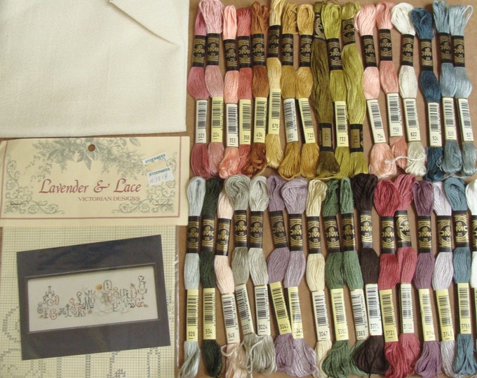 Lavender and Lace Enchanted Alphabet With DMC Floss Colors and Cloth to ...