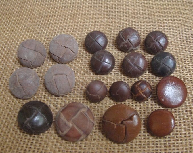 Lot of 18 Faux Leather and Leather Knot Shank Buttons for Upcycle ...
