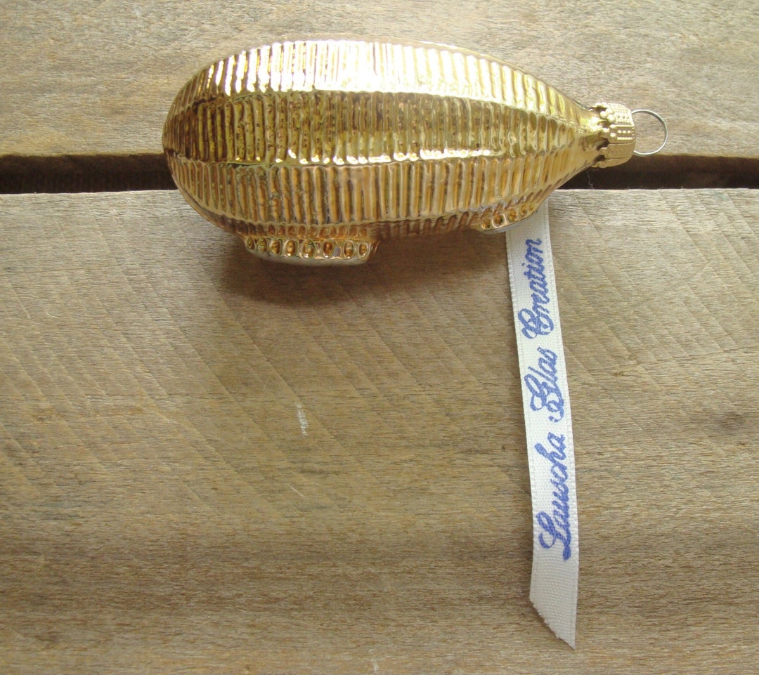 Vintage German Zeppelin Gold Blimp Glass Ornament by Lauscha 3 1/8 X 1 ...