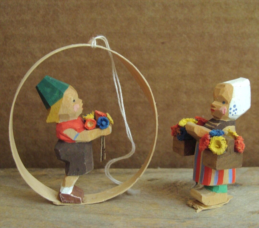 2 Vintage Emil Helbig-style Wood Christmas Findings - Swedish Folk Boy ...
