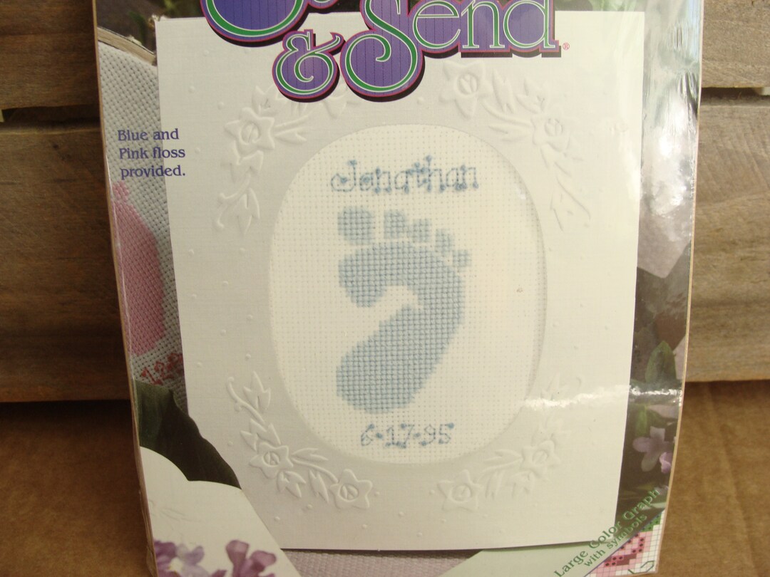Stitch and Send Baby Footprint Cross Stitch Card Kit NEW 2153 Boy or ...