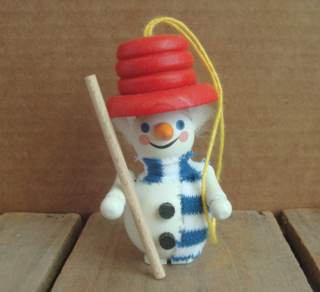 Snowman German Wood Steinbach Ornament 3 1/2 Handmade Germany Folk ...