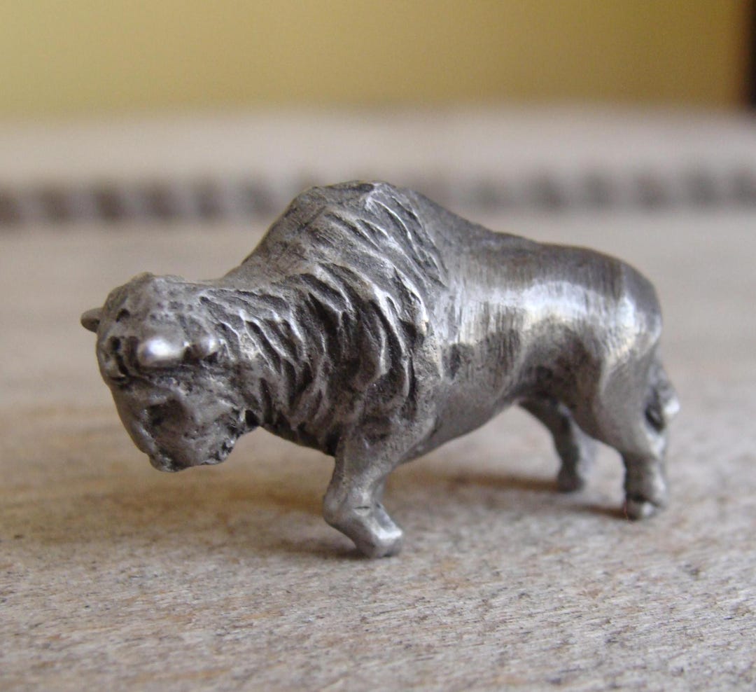 Tiny Vintage Metal Bison Buffalo Bison Figurine - 1" by 5/8" - Maybe ...