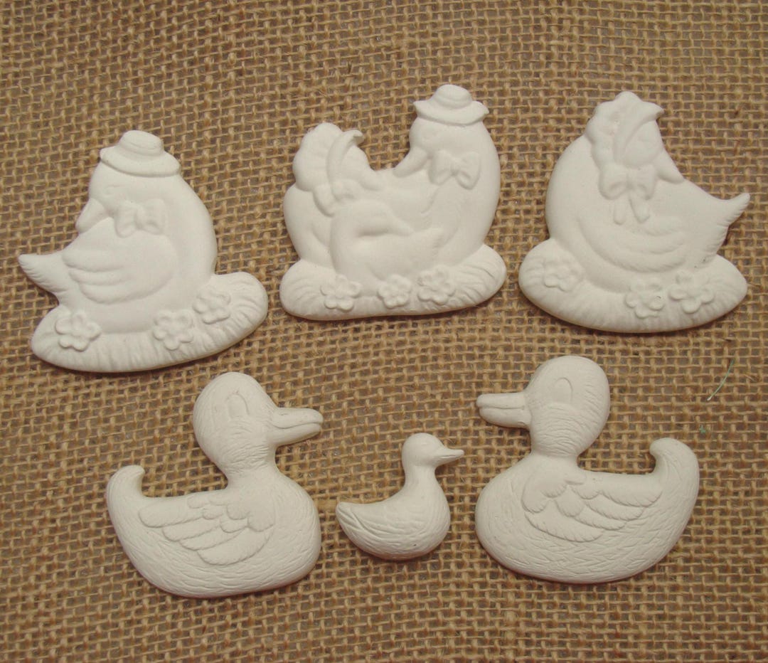 6 Unfinished Plaster Duck Geese Shapes for Painting, Craft 1 to 2 ...