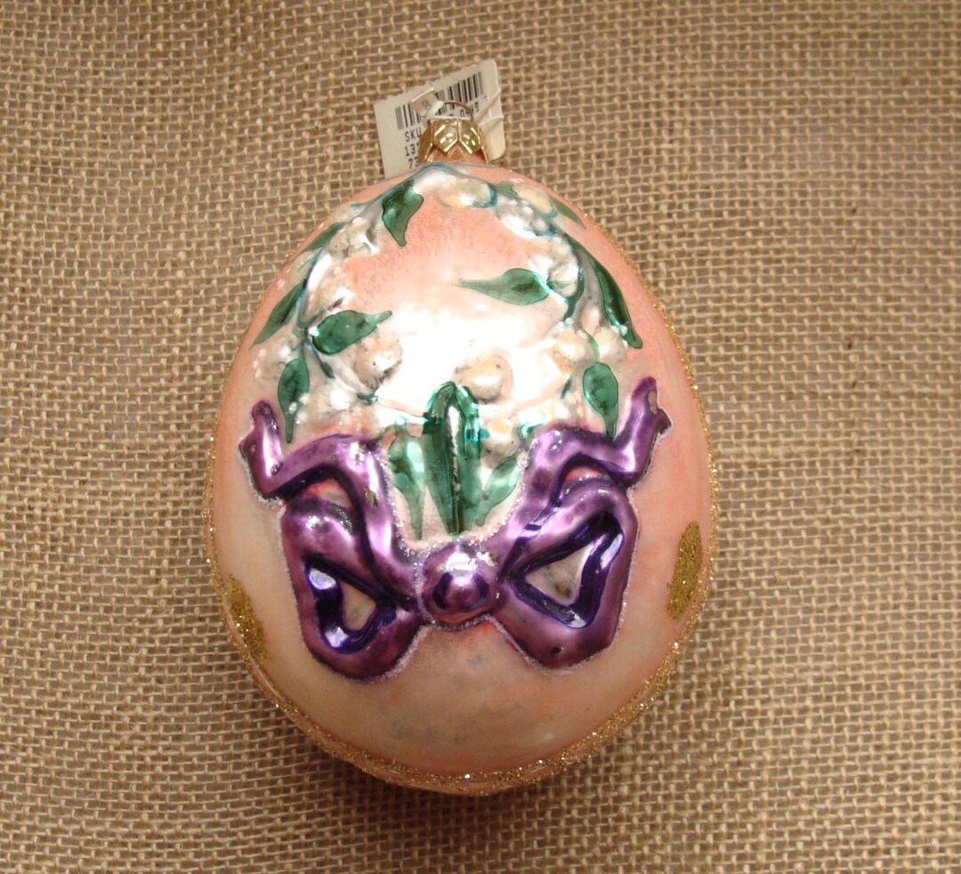 Vintage Pink Glass Easter Egg Christmas Ornament Poland 5 Neiman Marcus ...