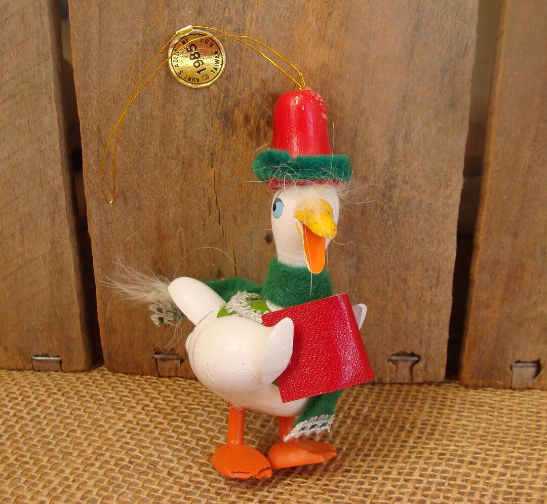 Vintage Kurt Adler Santa Goose Wood Ornament - 3 3/8" - Carol Singing ...
