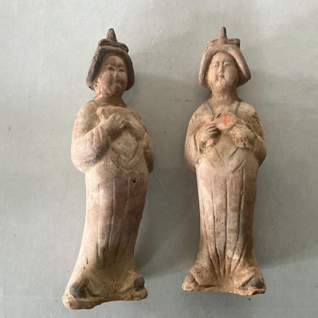 Pair of Chinese Terracotta Statuettes, Copies of Chinese "fat Ladies ...