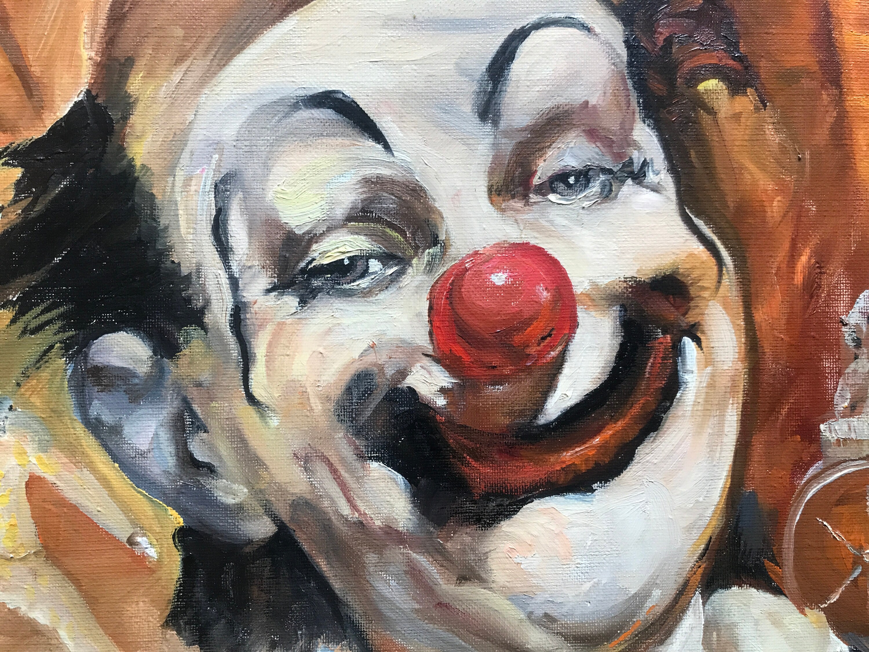 Oil Painting on Canvas, Clown in a Circus, Signature Bottom Right - Etsy