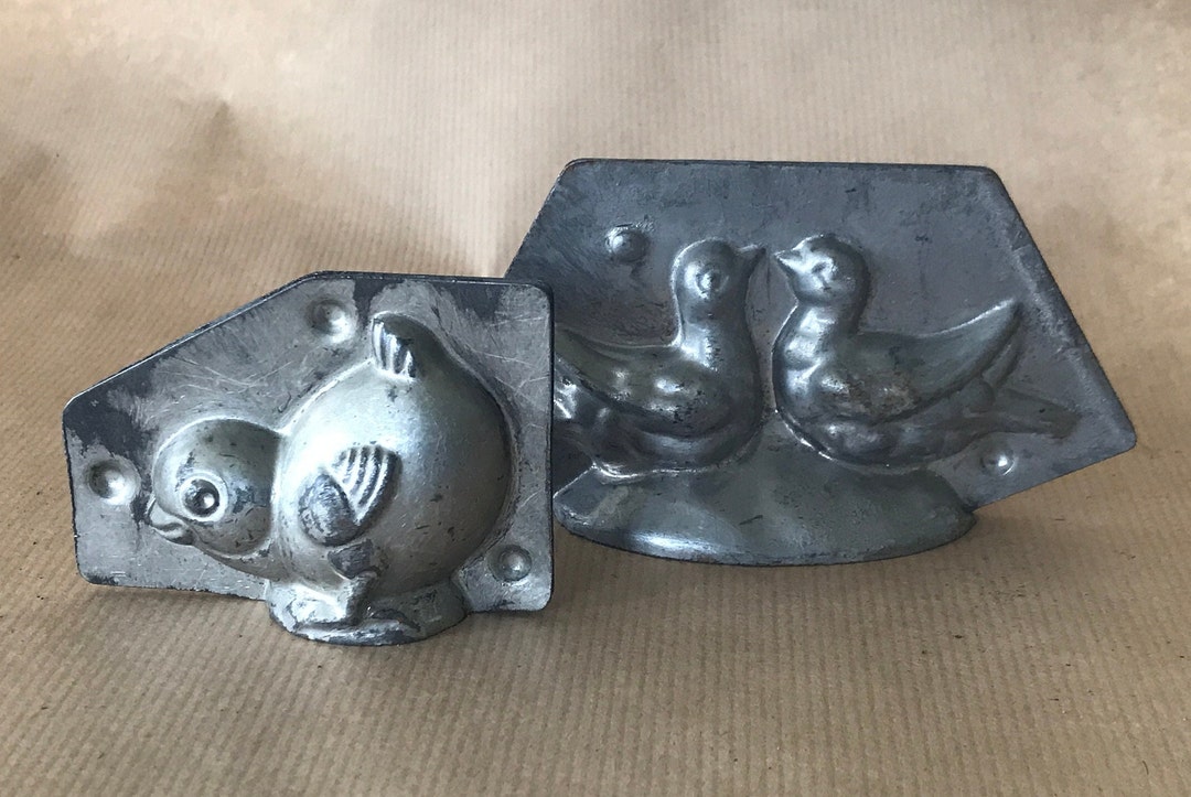 Chocolate Molds, Couple of Pigeons and Chick, Tinned White Iron - Etsy