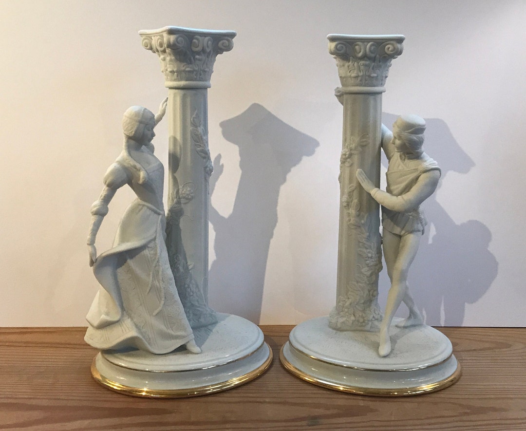 Statuettes, Candlesticks Roméo and Juliet by Franklin Mint in 1986 - Etsy