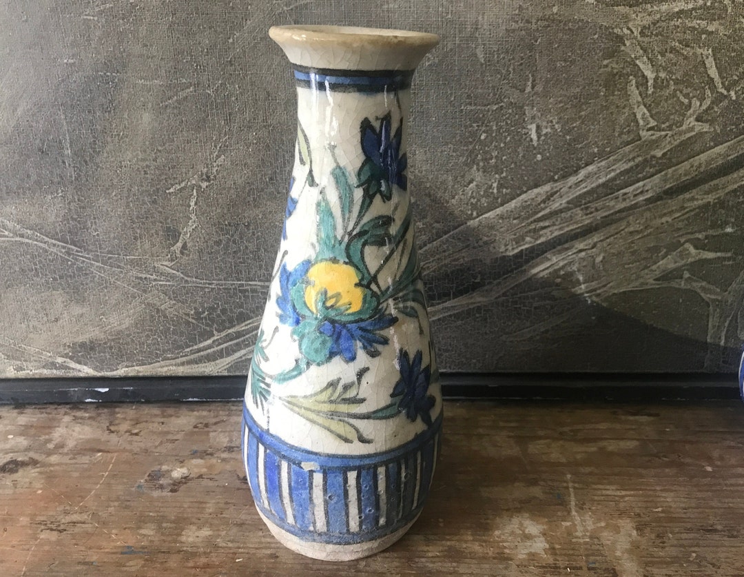 Enameled Ceramic Soliflore Vase, Persian, Qajar, Circa 1900 - Etsy