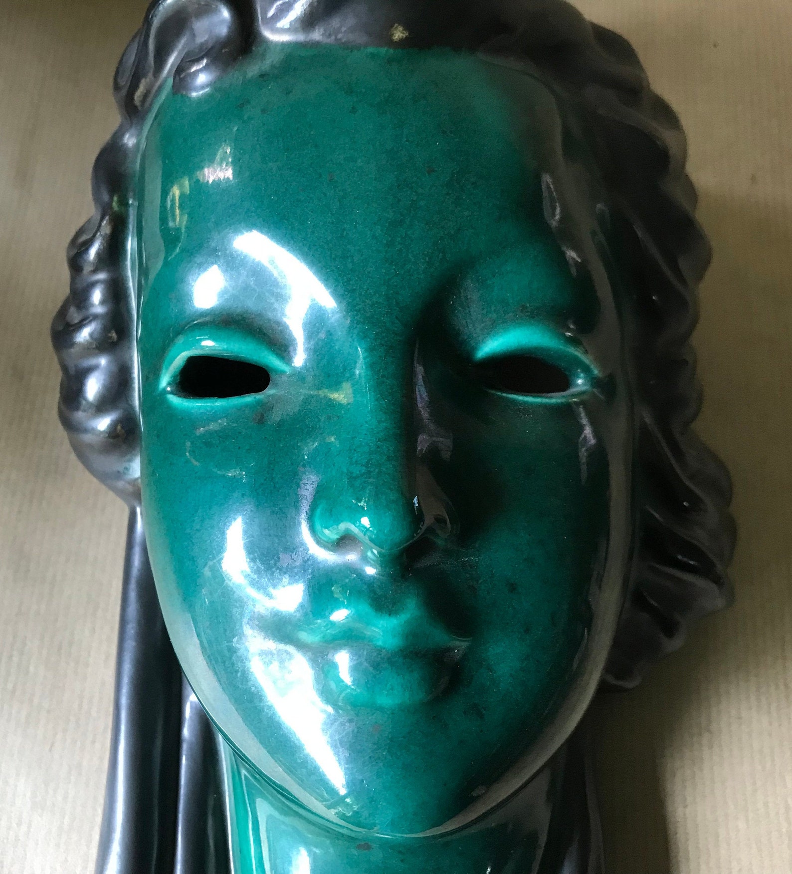 Art Deco Face in Glazed Terracotta - Etsy