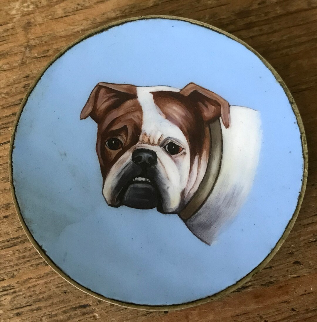 Small Metal Plate on Which a Dog, Bulldog, Has Been Painted - Etsy